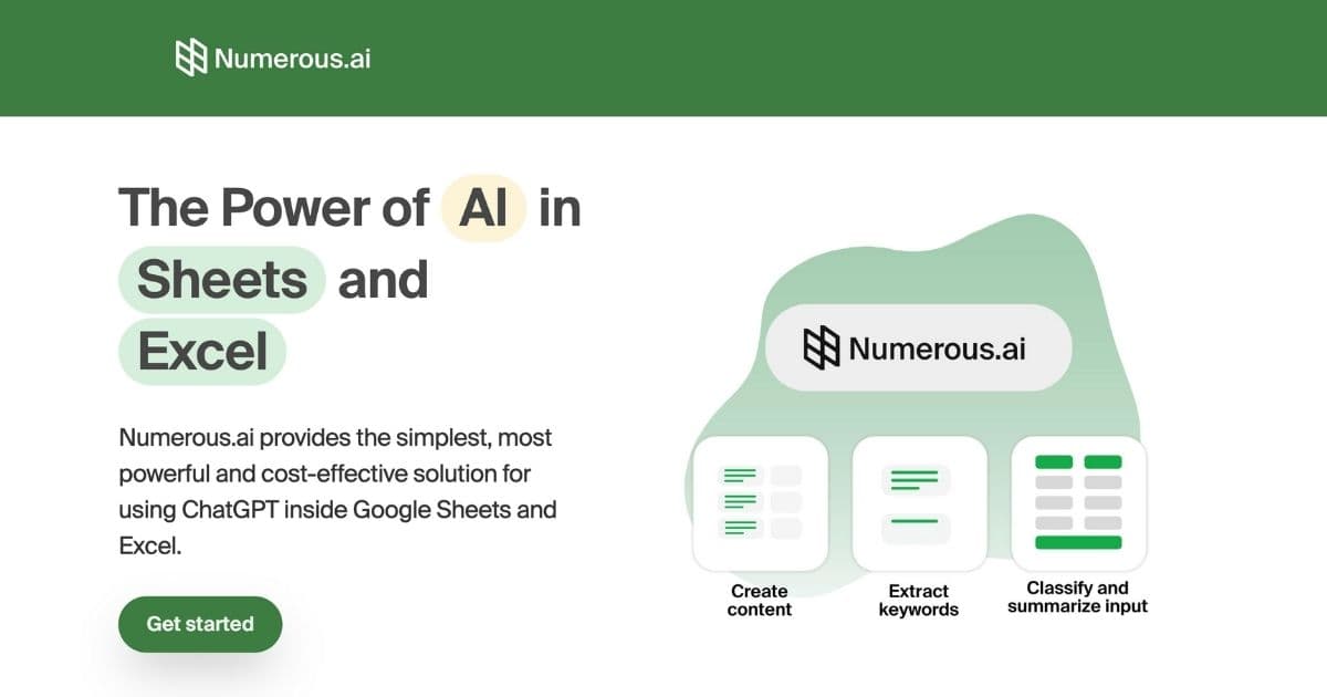 NumerousAI: AI-powered excel and sheets - Dynamic Business