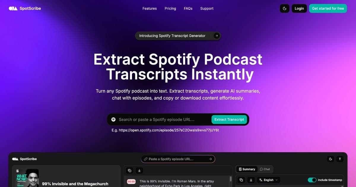 SpotScribe: Spotify Transcripts Made Easy - Dynamic Business