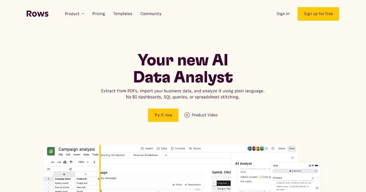Rows: AI-Powered Spreadsheet for Efficient Data Analysis - Dynamic Business